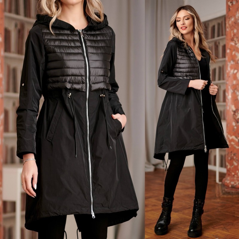 Geaca neagra cu croi modern